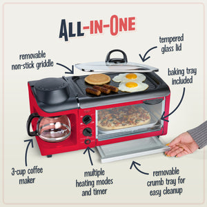 Nostalgia Retro 3-in-1 Family Size Breakfast Station, Retro Red ...