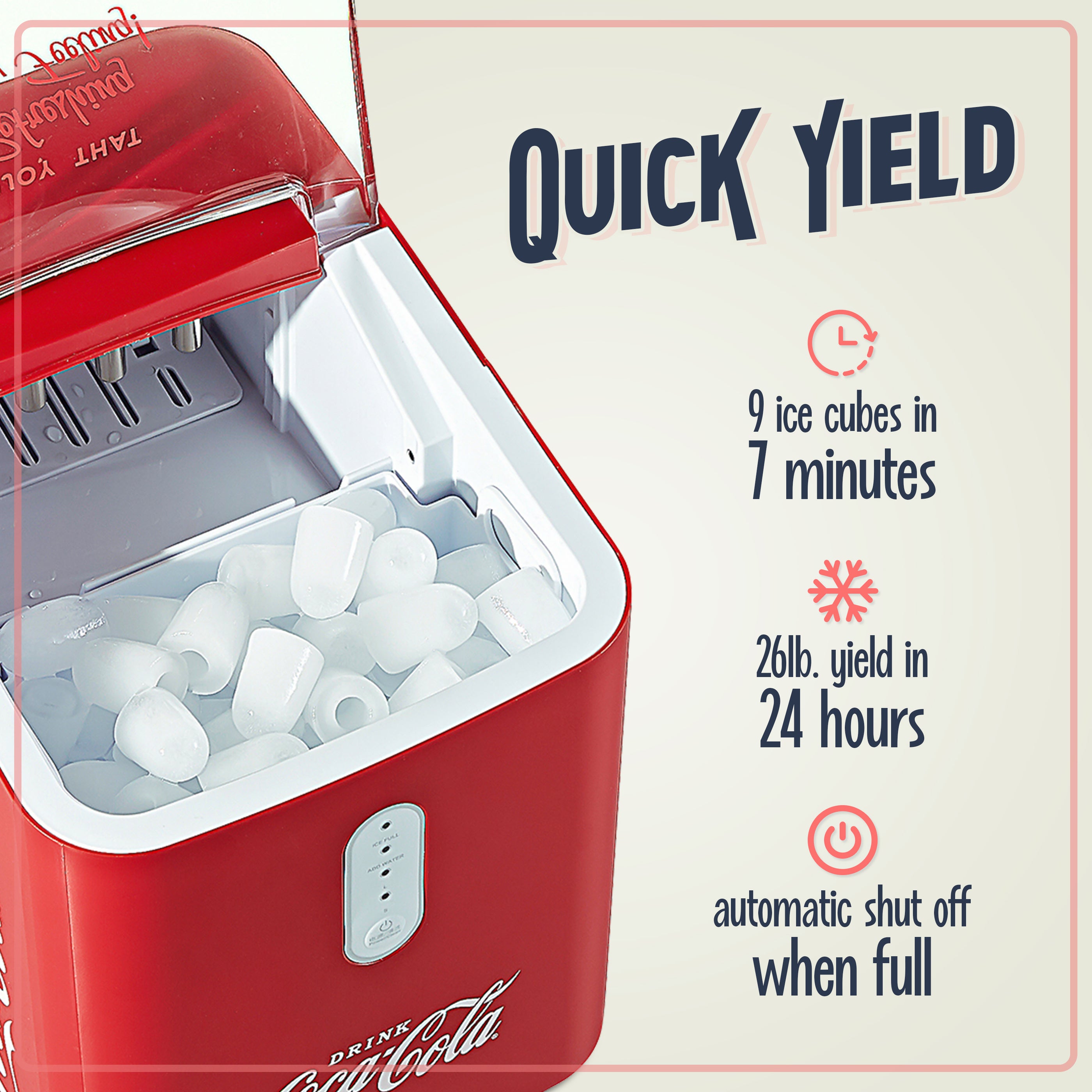 Coca-Cola Self Cleaning 26-Pound Automatic Ice Maker — Nostalgia Products