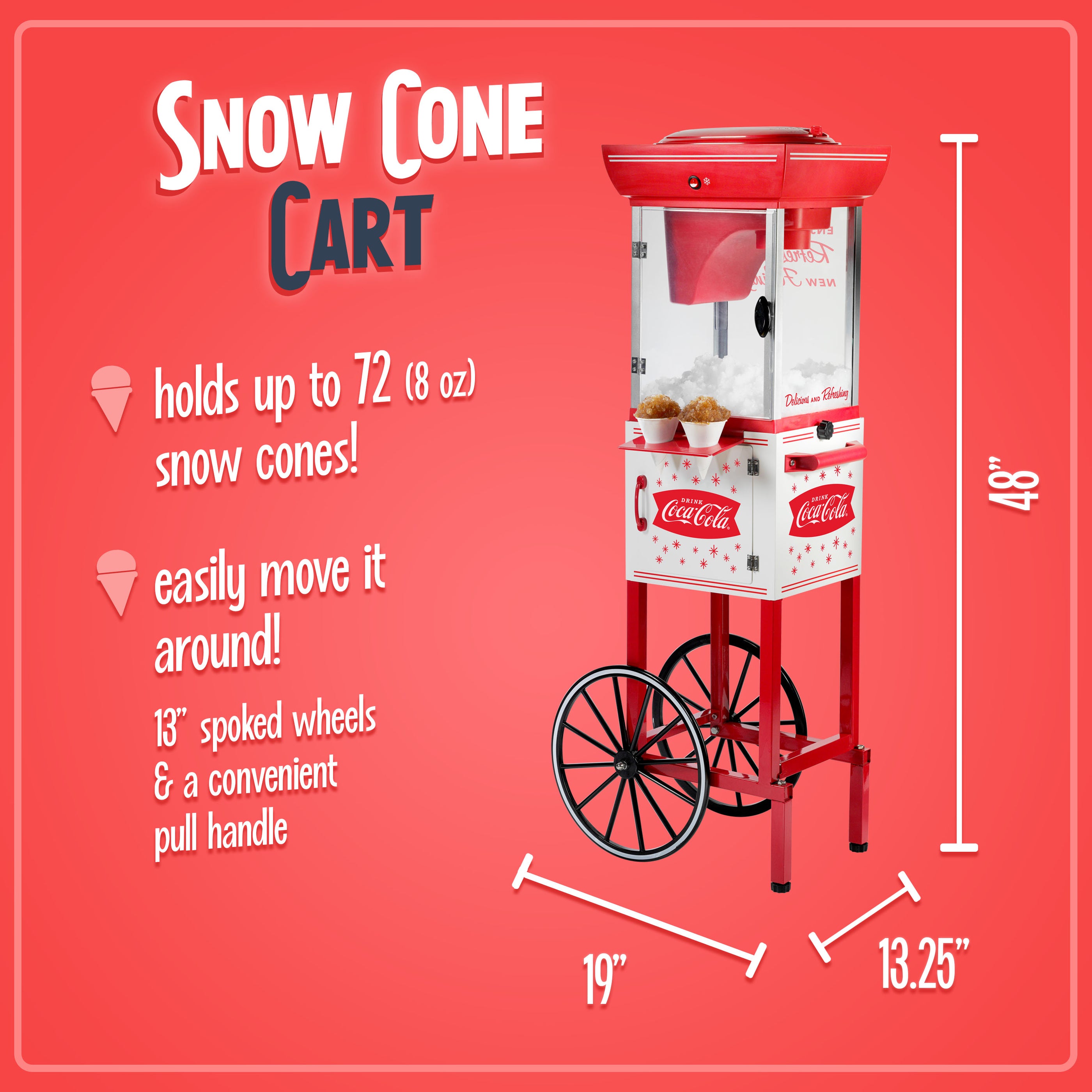 Coca-Cola 48-Inch Snow Cone Cart — Nostalgia Products