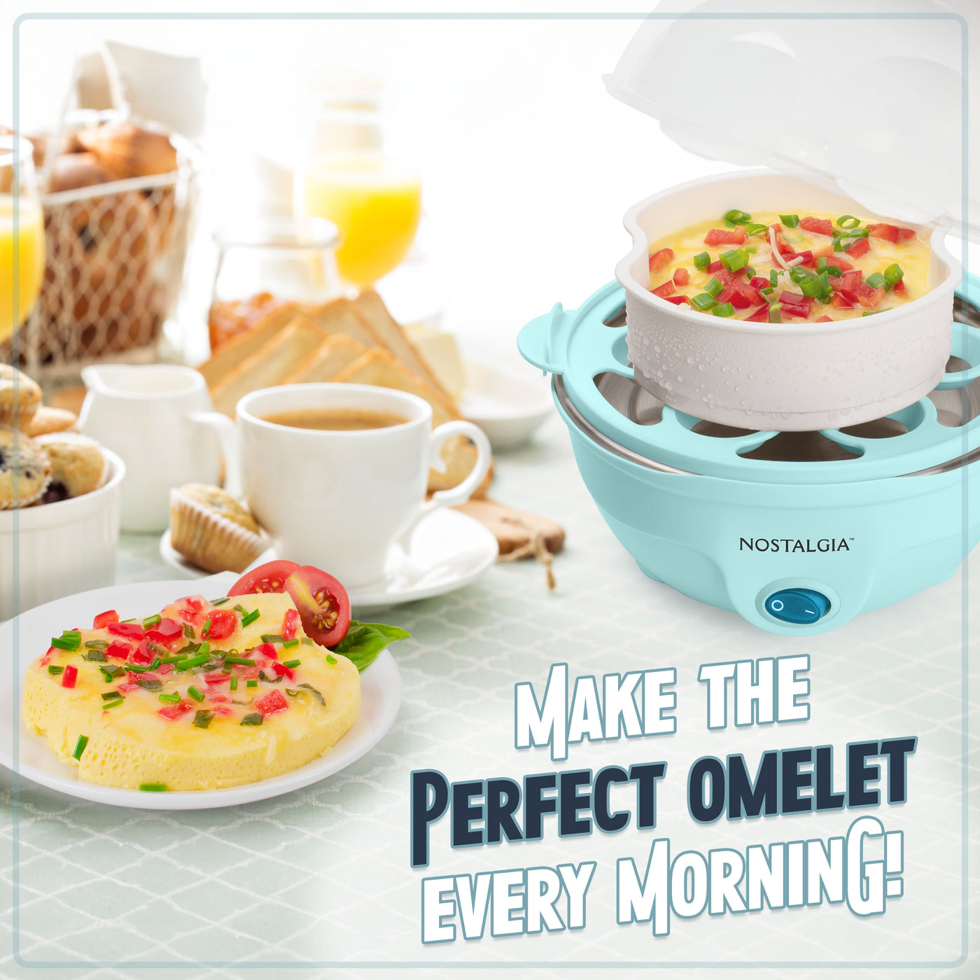 Retro Premium 7-Egg Capacity Electric Egg Cooker, Aqua — Nostalgia Products