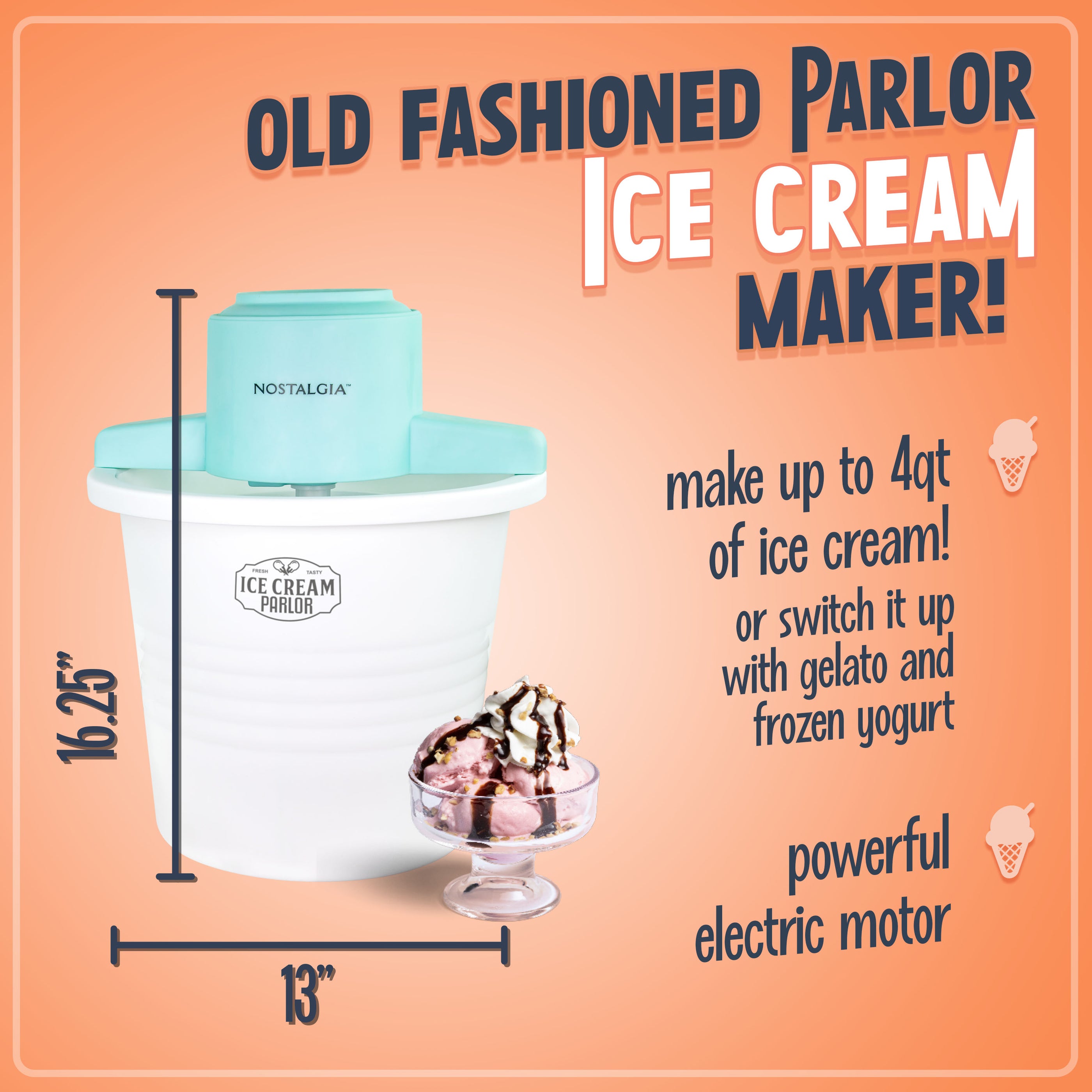 4-Quart Parlor Electric Ice Cream Maker - White — Nostalgia Products