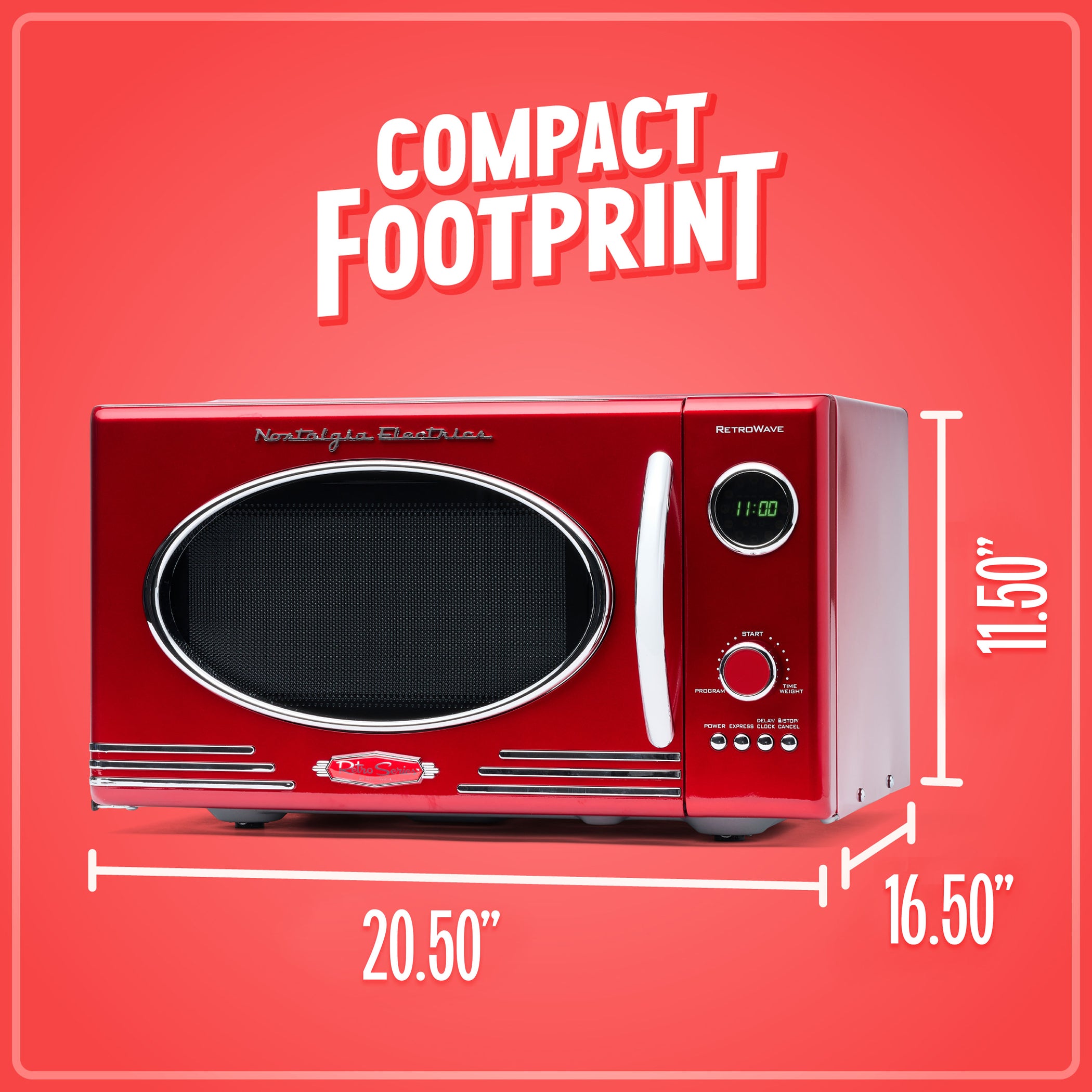 Retro 0.9 Cu.Ft. 800-Watt Countertop Microwave - Retro Red — Nostalgia ...