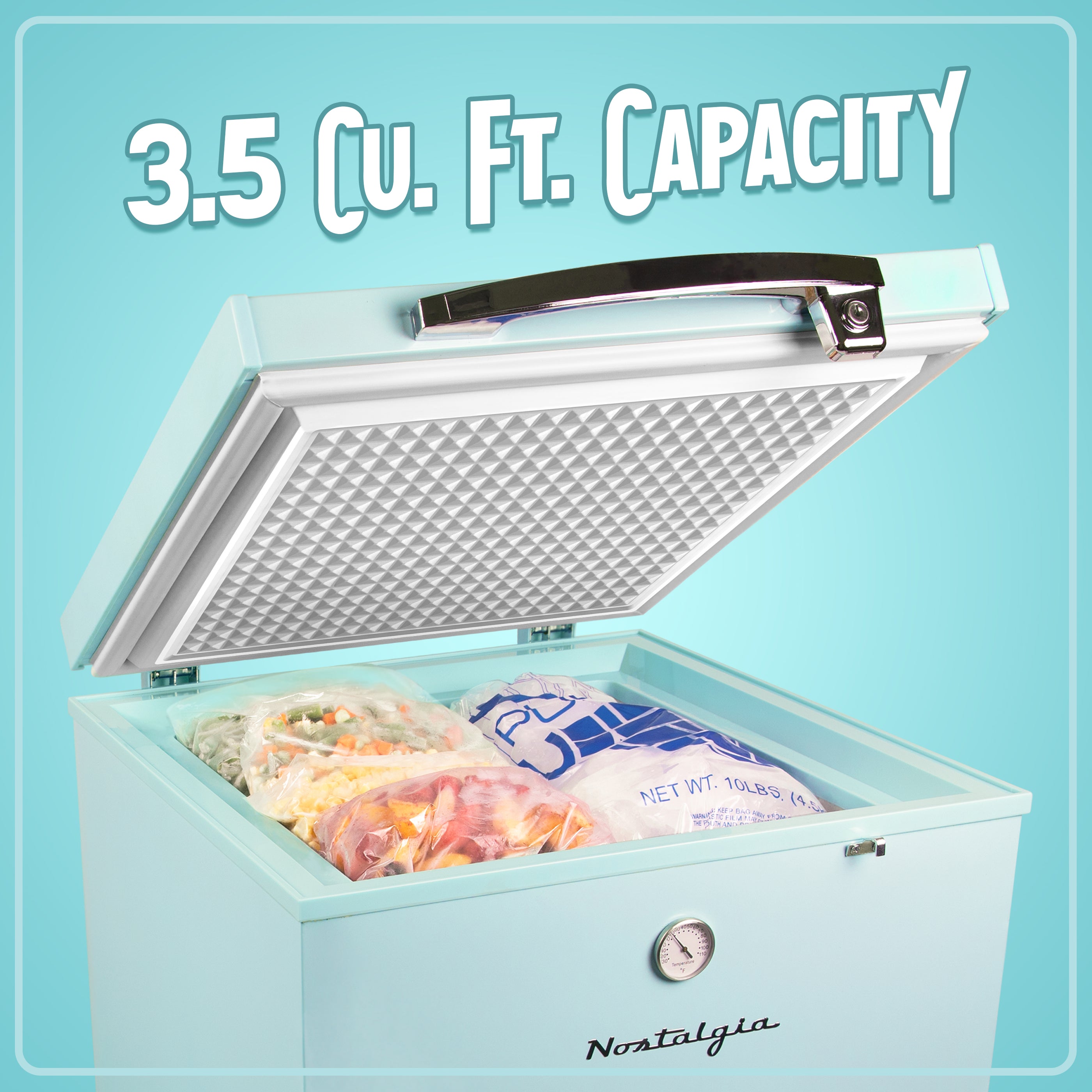 Classic Retro 3.5 Cu.Ft. Refrigerator & Chest Freezer, Aqua — Nostalgia ...