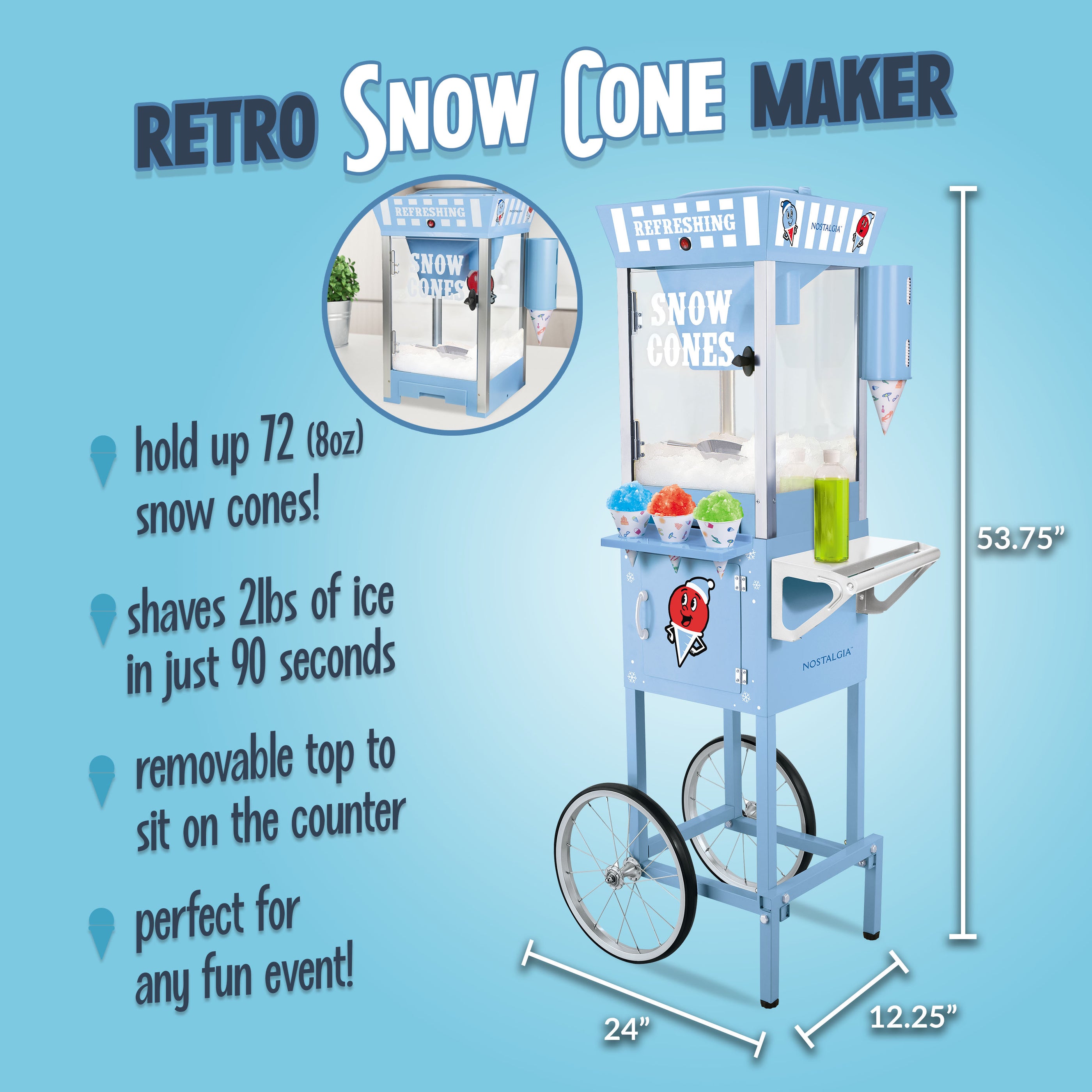 54-Inch Tall Snow Cone Cart — Nostalgia Products