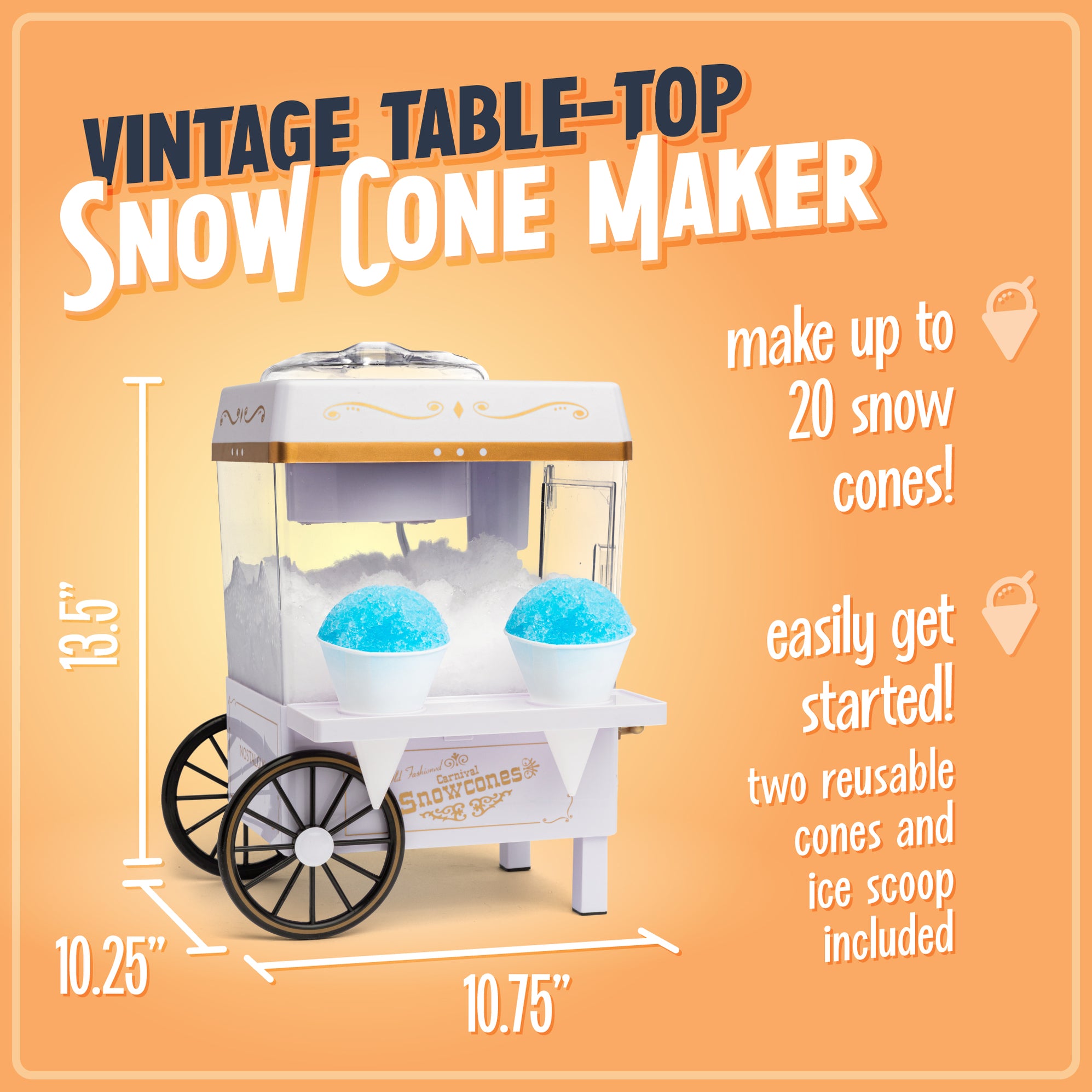 Nostalgia Vintage Snow Cone Maker, Ice White — Nostalgia Products
