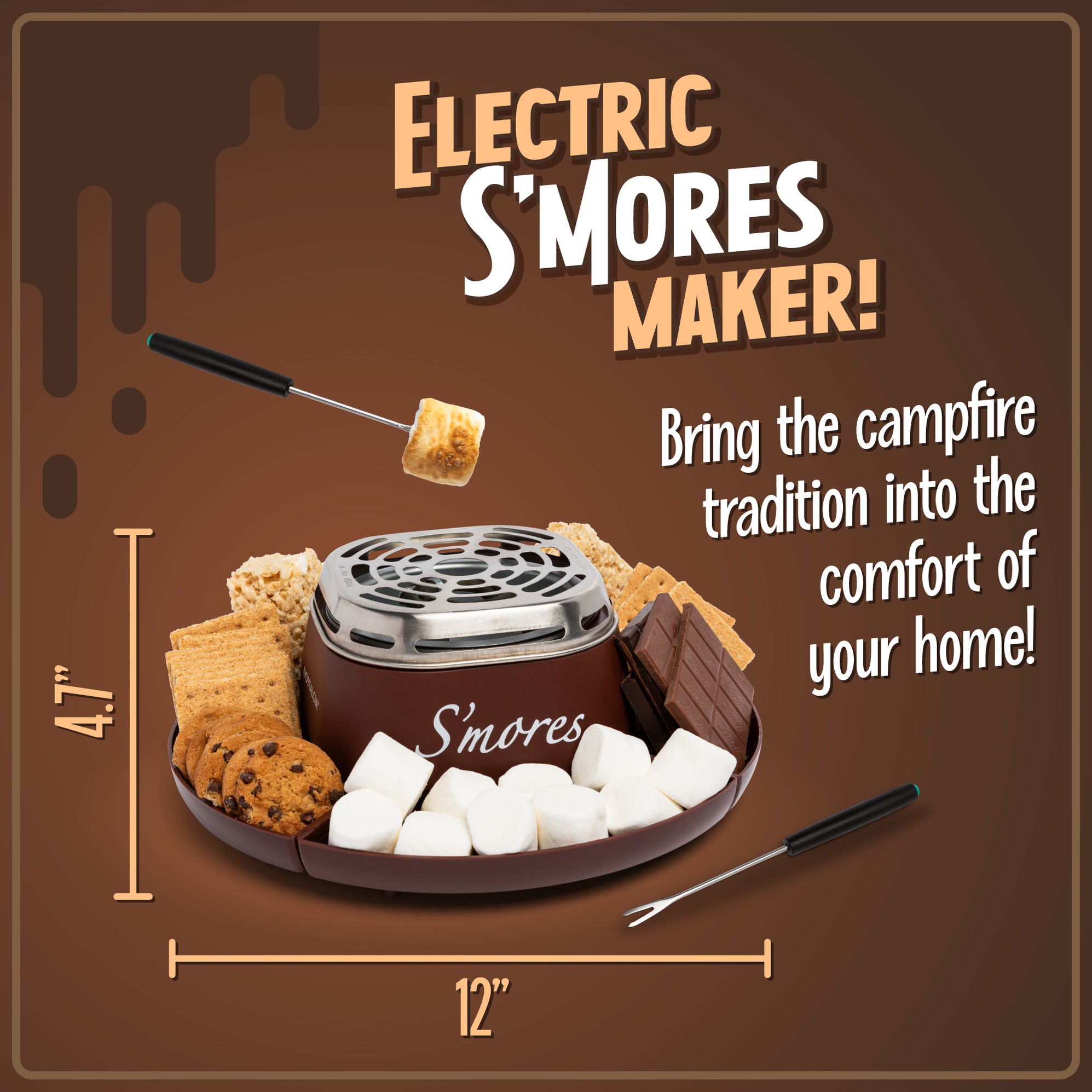 Indoor Electric S'mores Maker with 4 Compartment Trays — Nostalgia Products