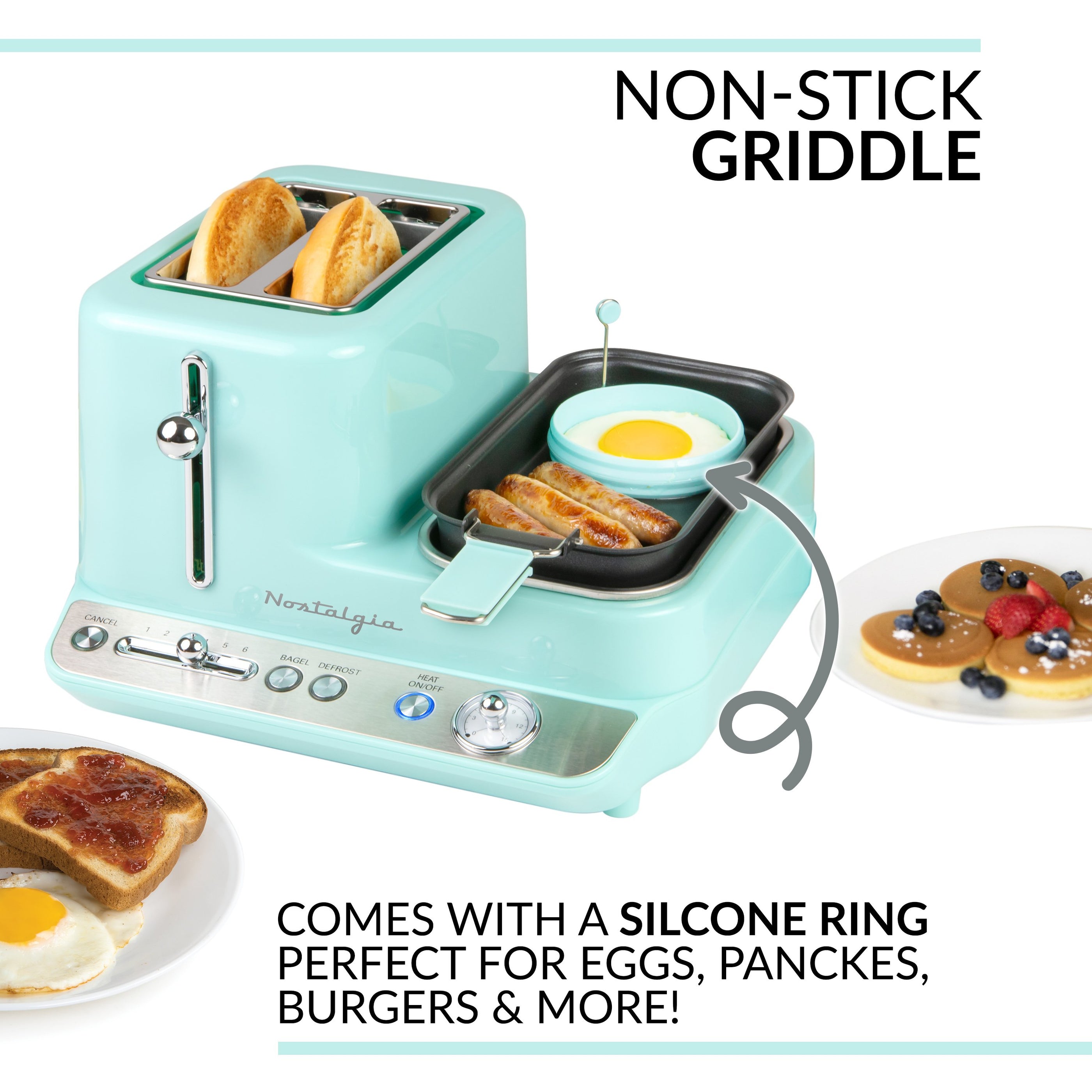 Nostalgia Retro 3-in-1 Breakfast Station, Aqua — Nostalgia Products