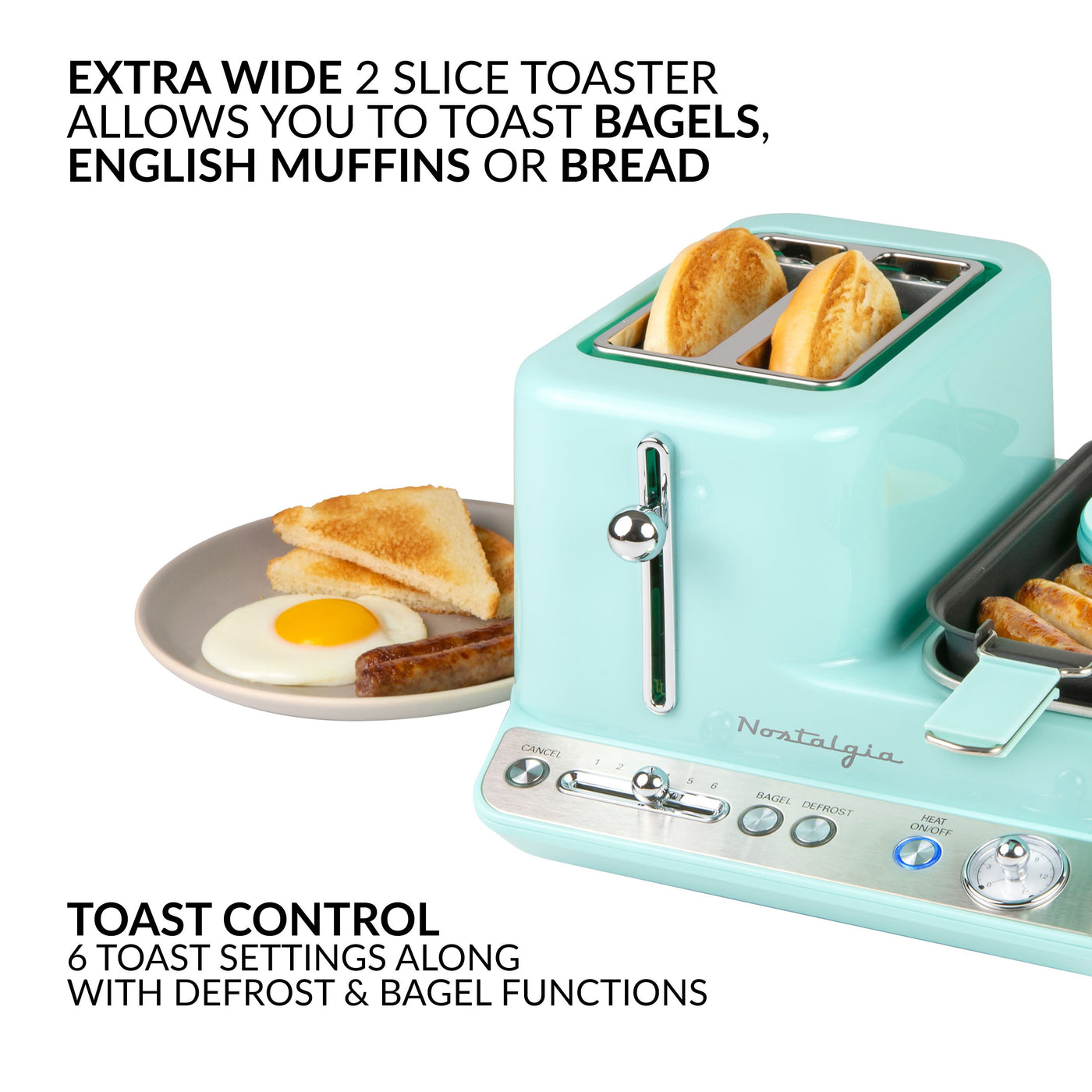 Nostalgia Retro 3-in-1 Breakfast Station, Aqua — Nostalgia Products