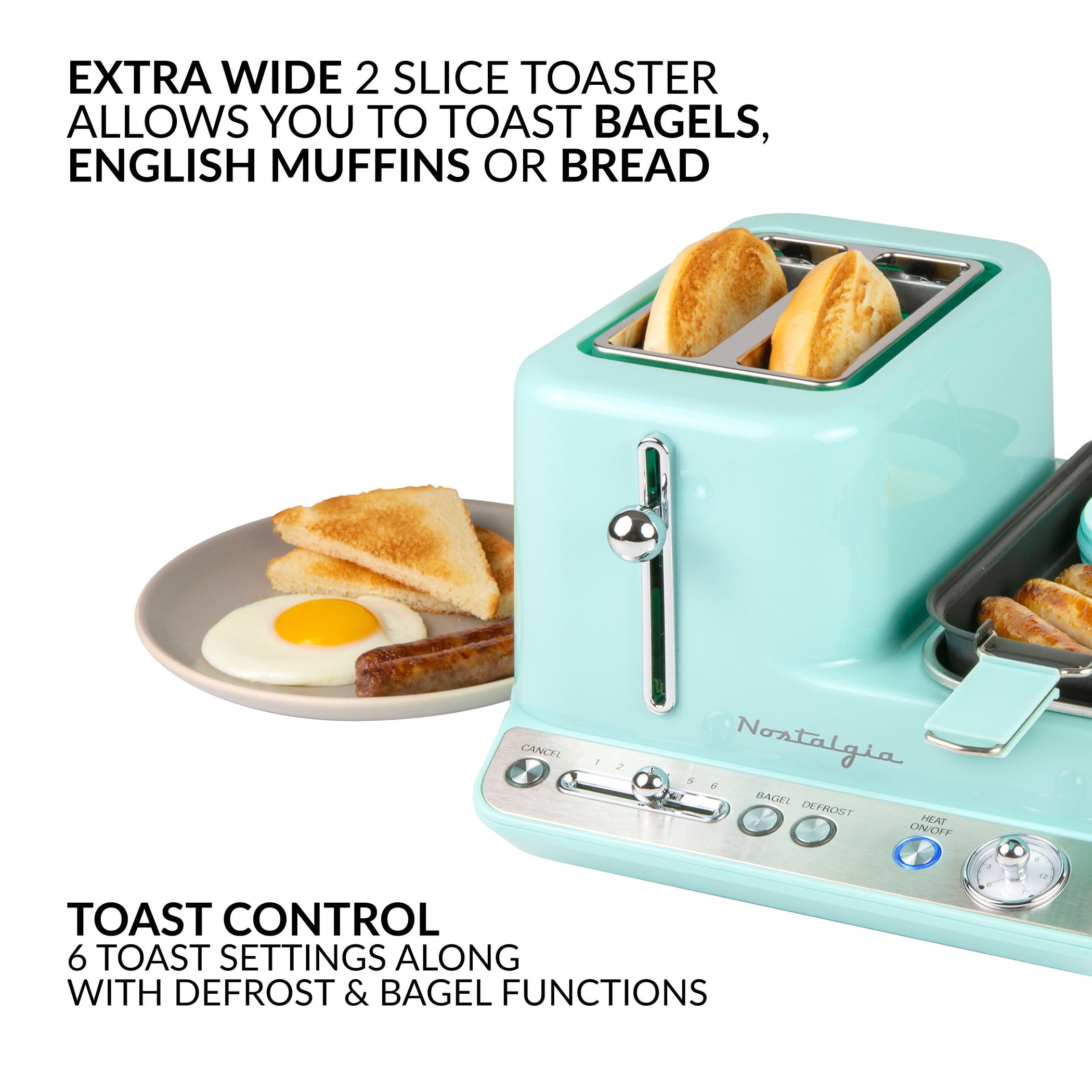 Nostalgia Retro 3-in-1 Breakfast Station, Aqua — Nostalgia Products