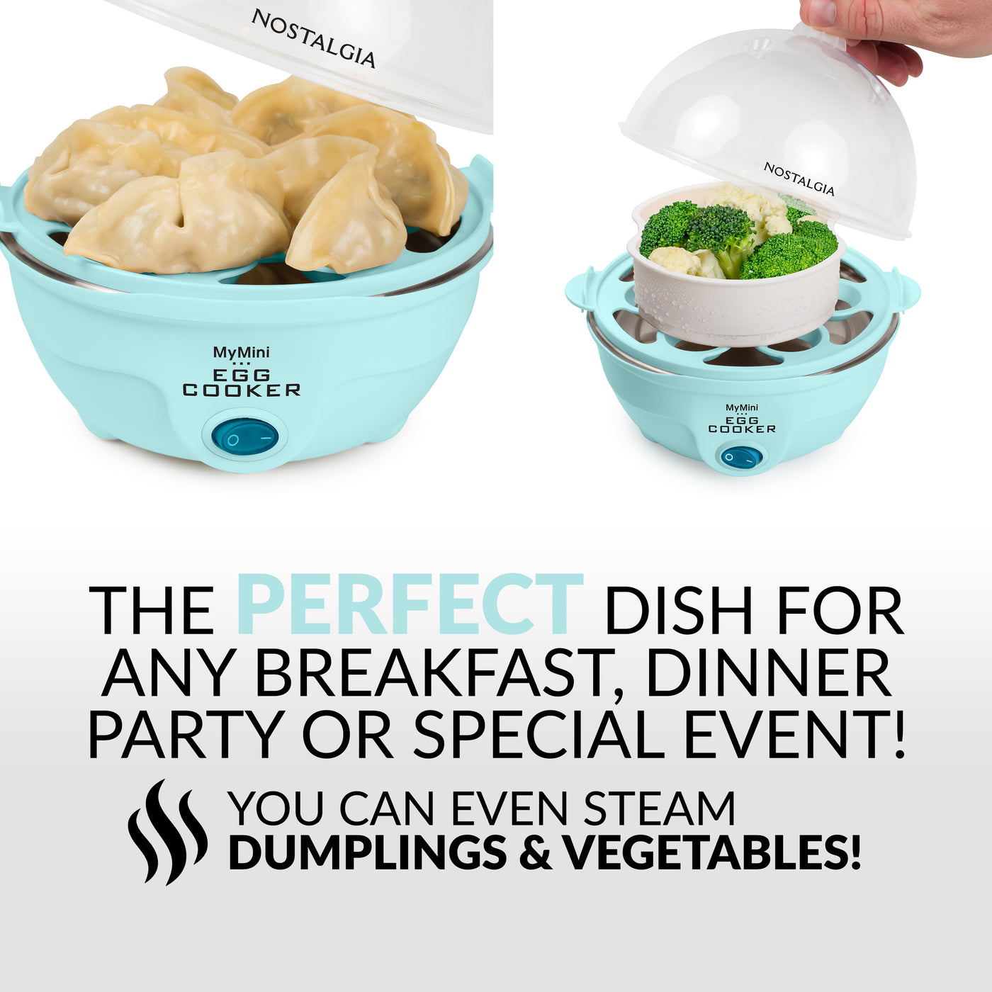 Retro Premium 7-Egg Capacity Electric Egg Cooker, Aqua — Nostalgia Products