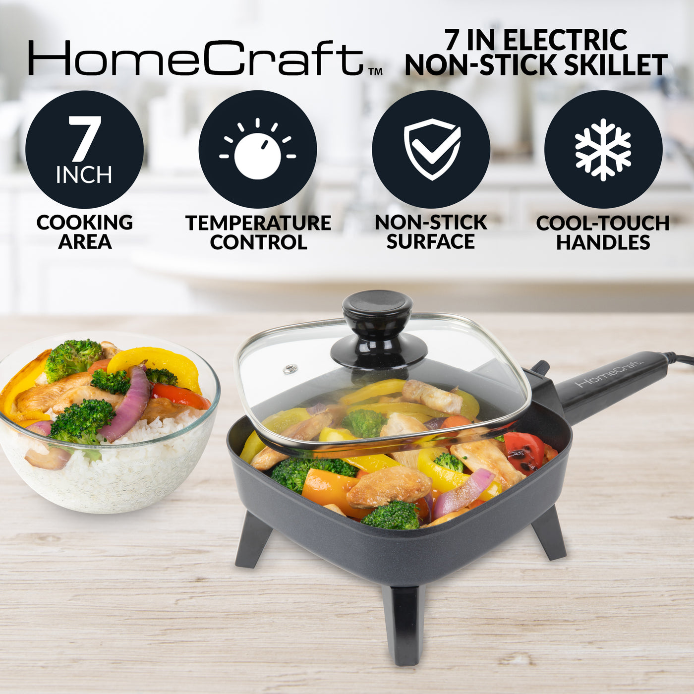 HomeCraft 7-Inch Electric Non-Stick Skillet — Nostalgia Products