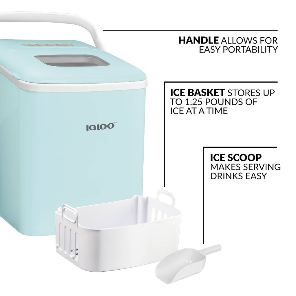IGLOO® 26-Pound Countertop Ice Maker Machine, Aqua — Nostalgia Products