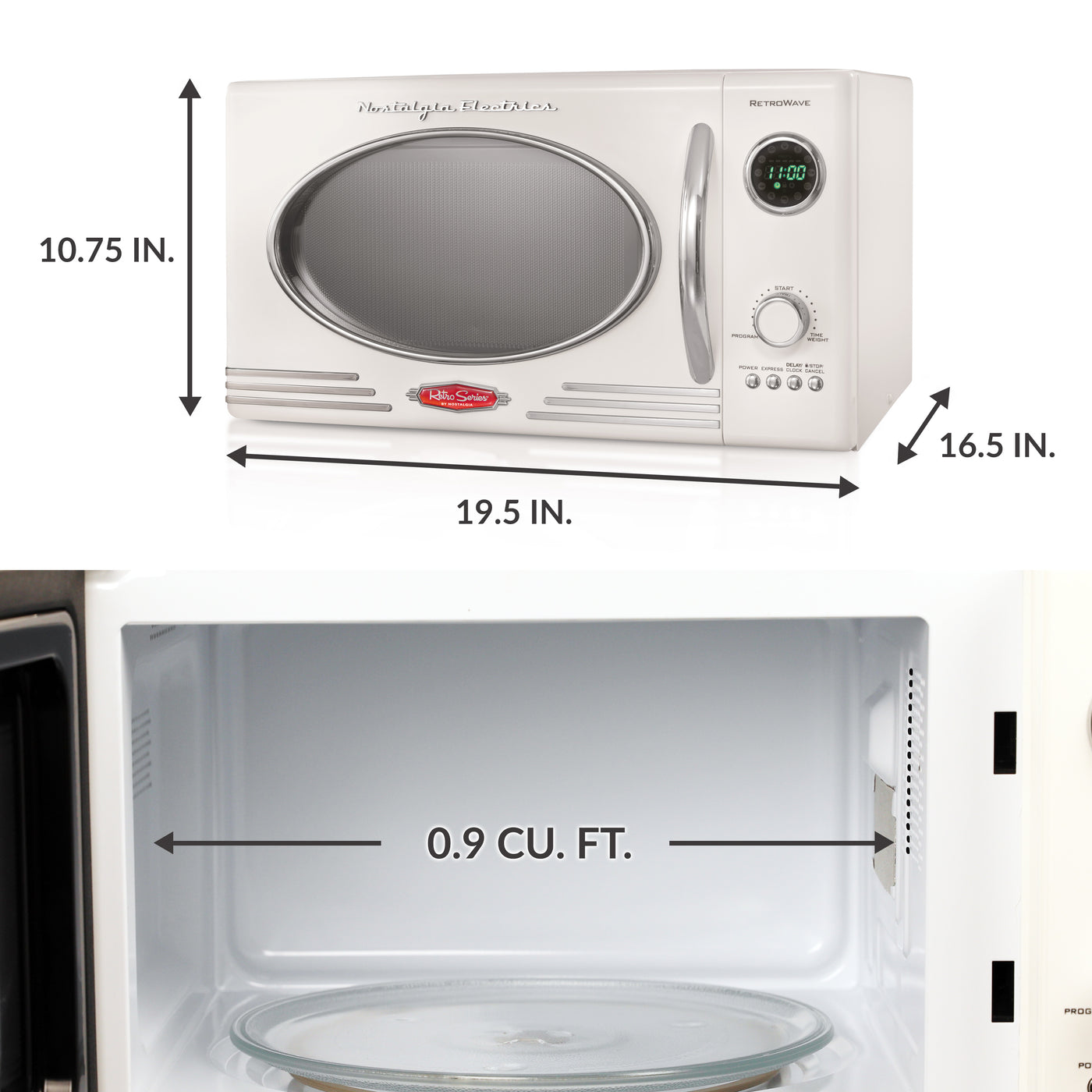 Retro 0.9 Cubic Foot 800-Watt Countertop Microwave Oven - Ivory, RMO4I ...