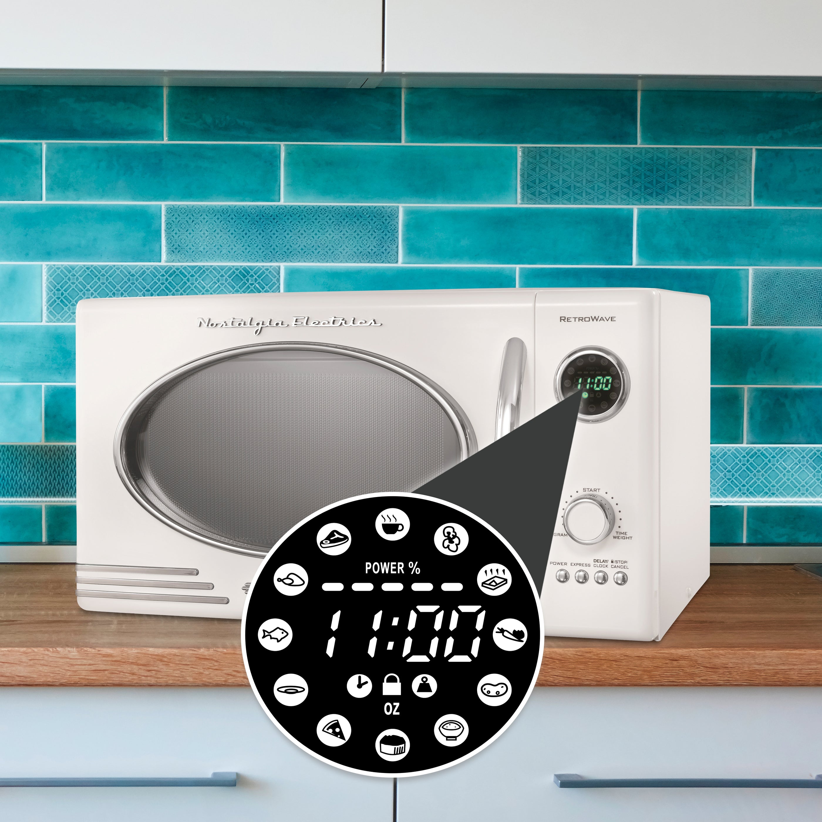 Retro 0.9 Cubic Foot 800-Watt Countertop Microwave Oven - Ivory, RMO4I ...